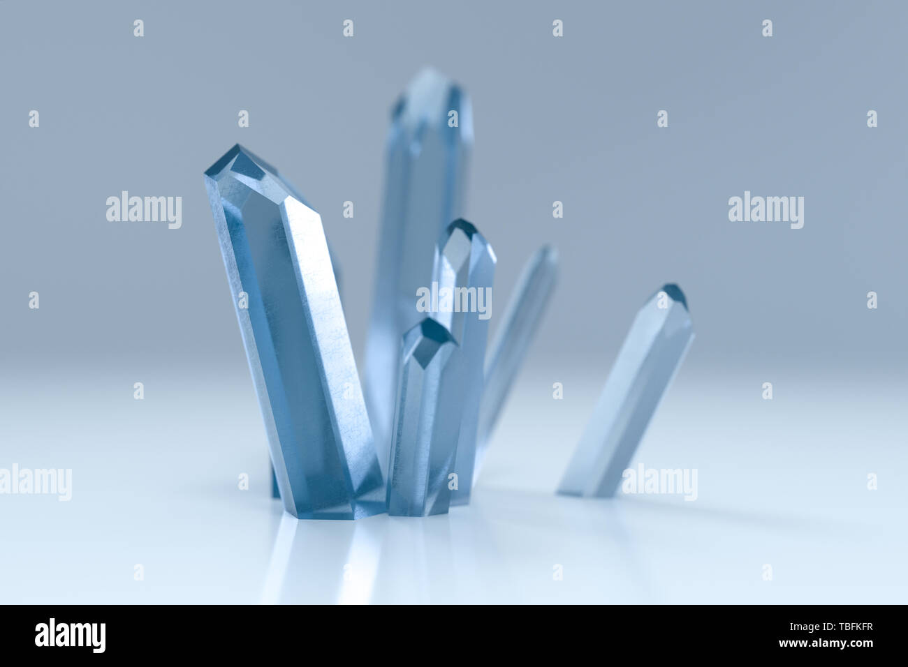 A cluster of blue magic crystal gather together, 3d rendering. Computer ...