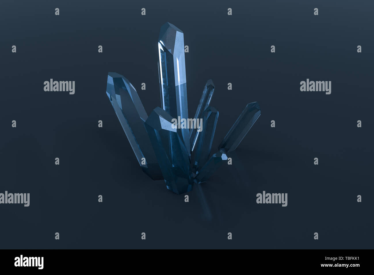 A cluster of blue magic crystal gather together, 3d rendering. Computer ...