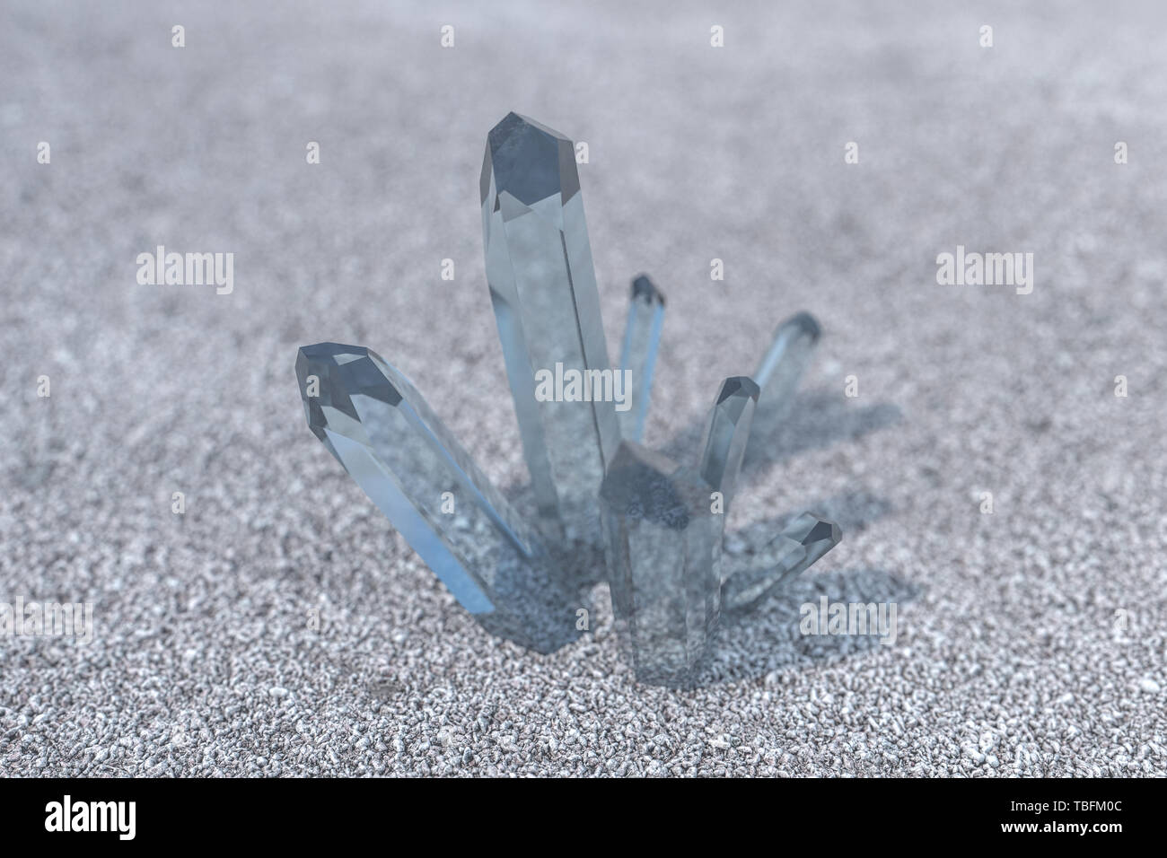 A cluster of blue magic crystal gather together, 3d rendering. Computer ...