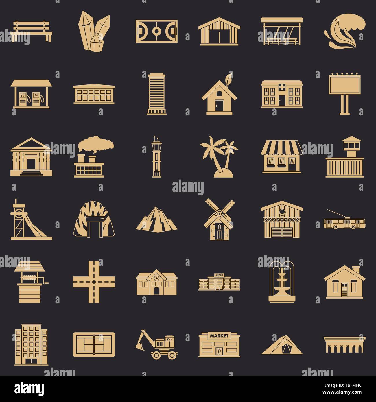 Building icons set, simple style Stock Vector Image & Art - Alamy