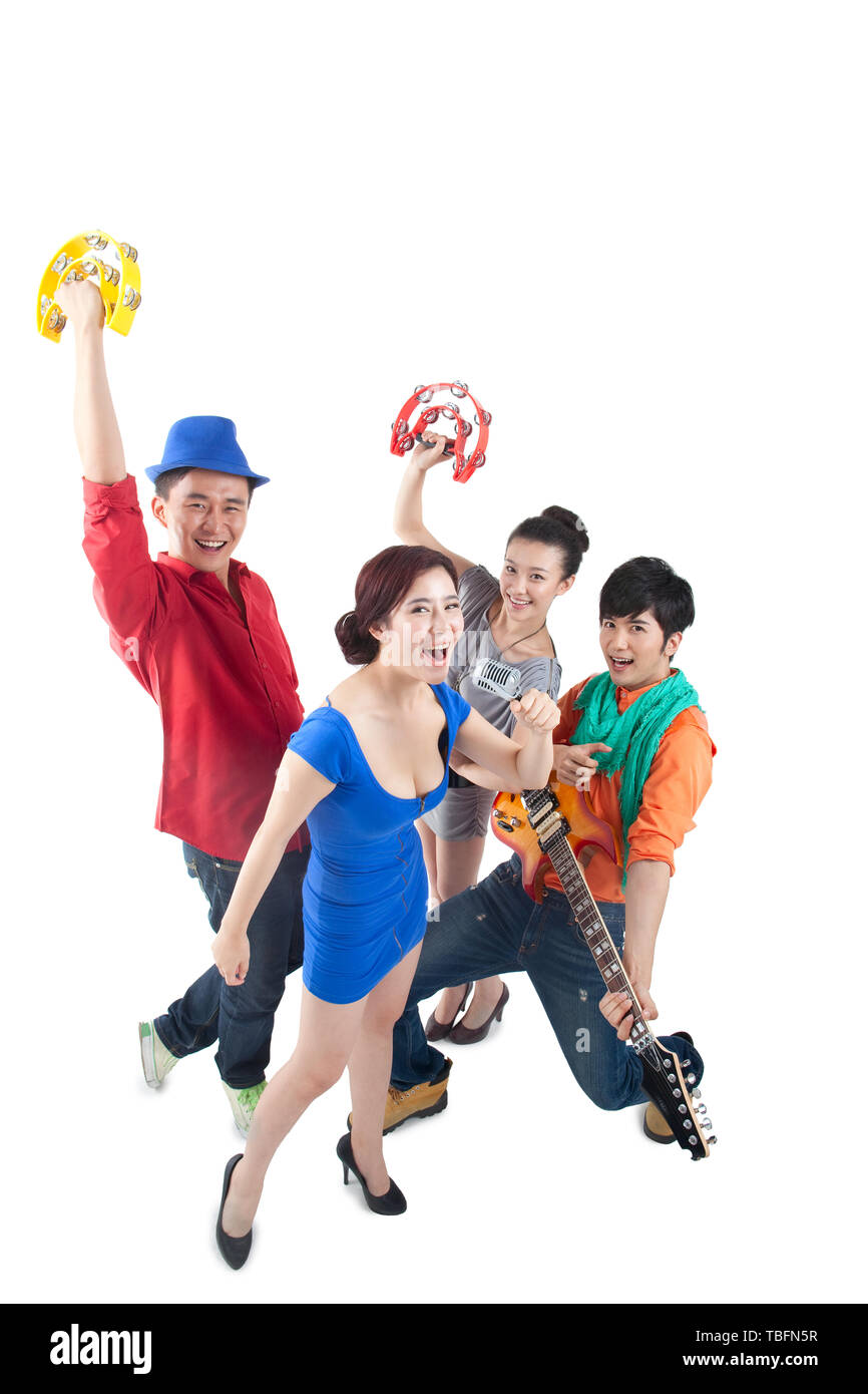 Four friends, party, party Stock Photo - Alamy