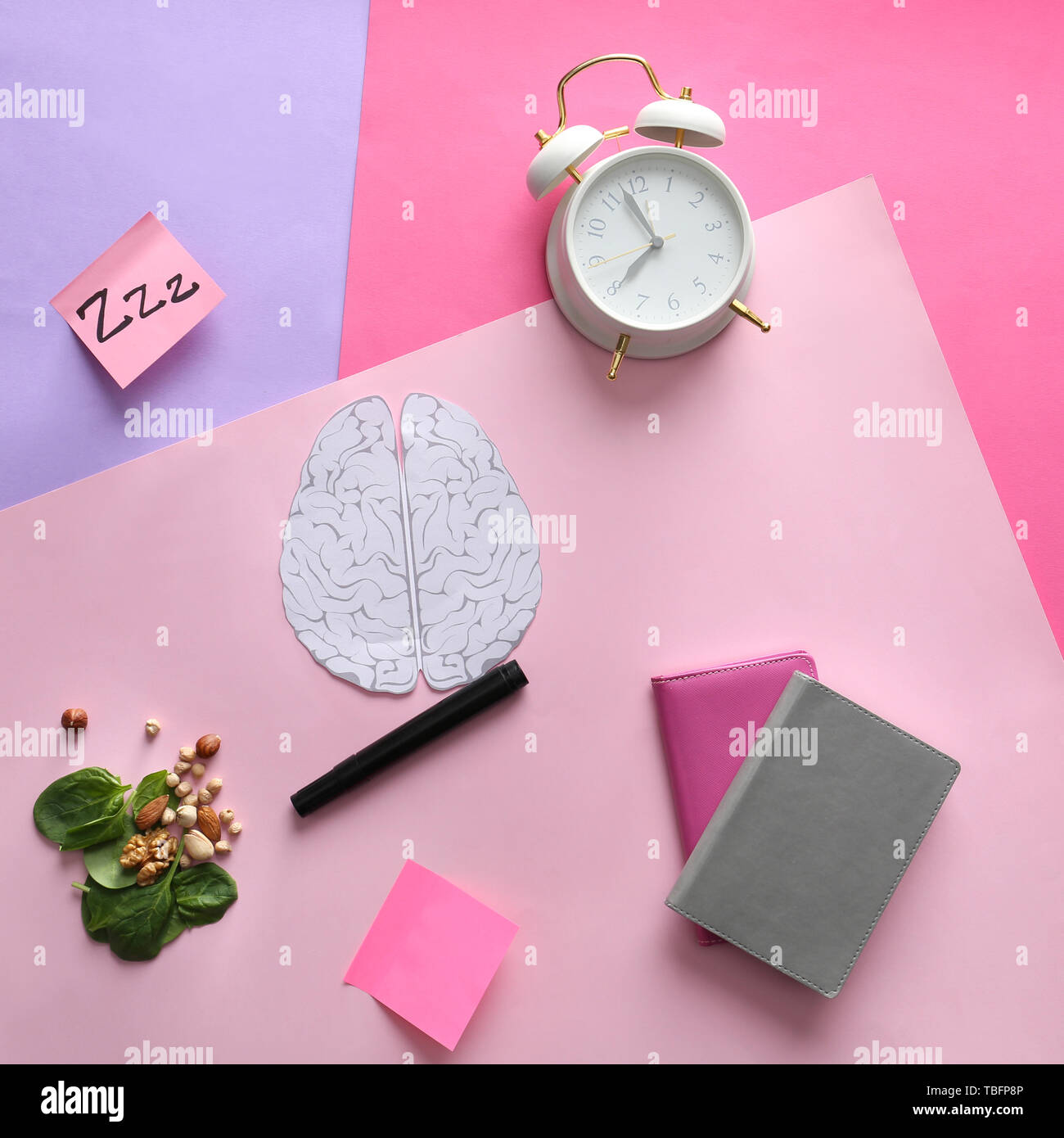 Creative composition with human brains on color background Stock Photo ...