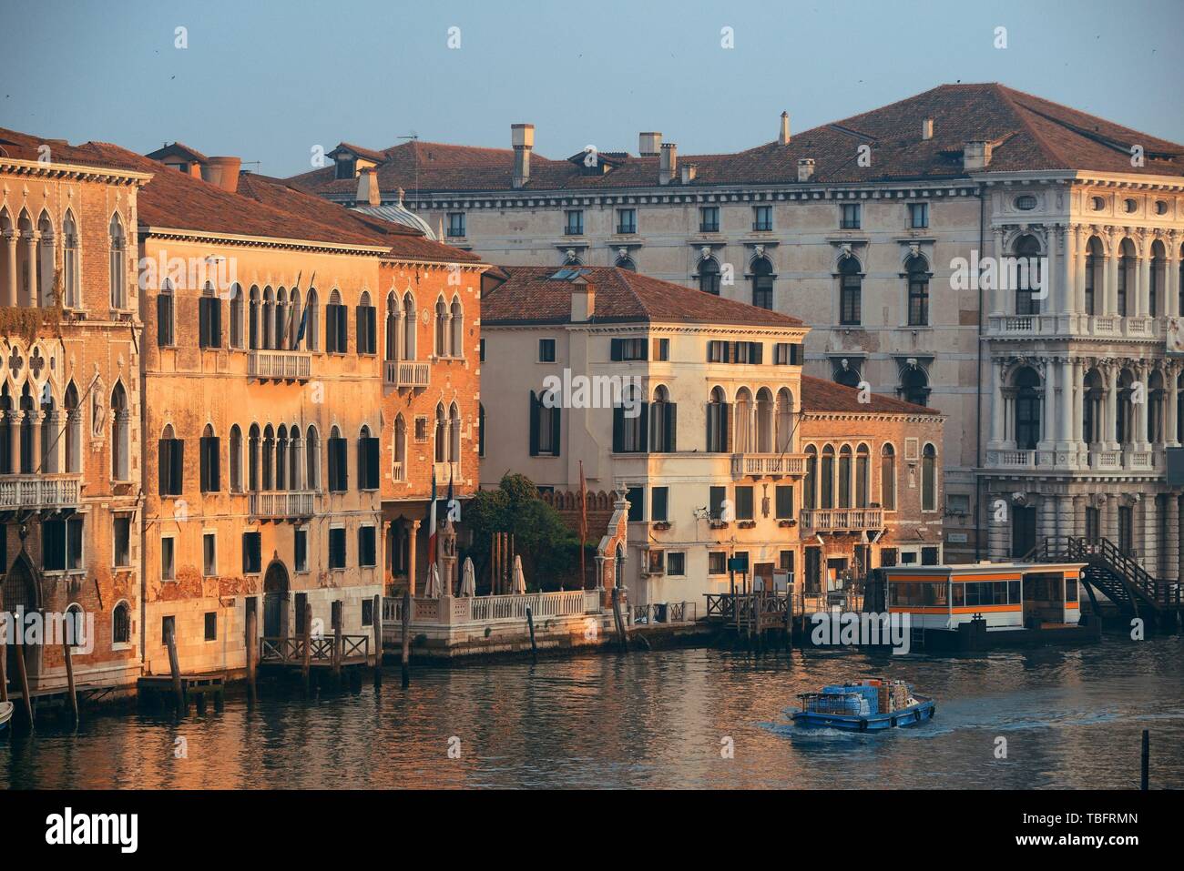 Venice grand canal sunset view with historical buildings. Italy Stock ...