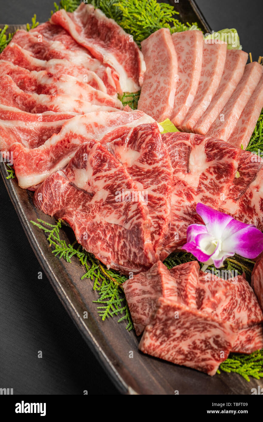 Japanese beef barbecue ingredients Stock Photo - Alamy