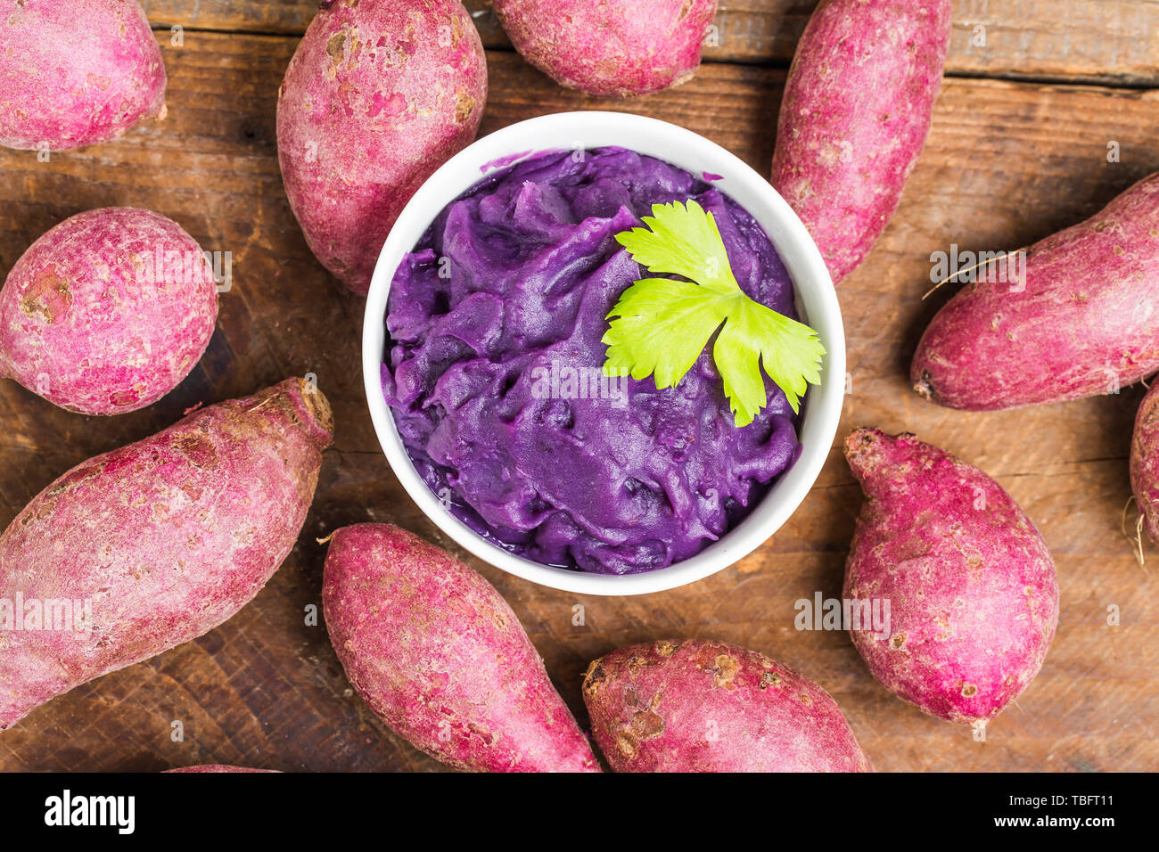 Purple sweet potato mash Stock Photo - Alamy