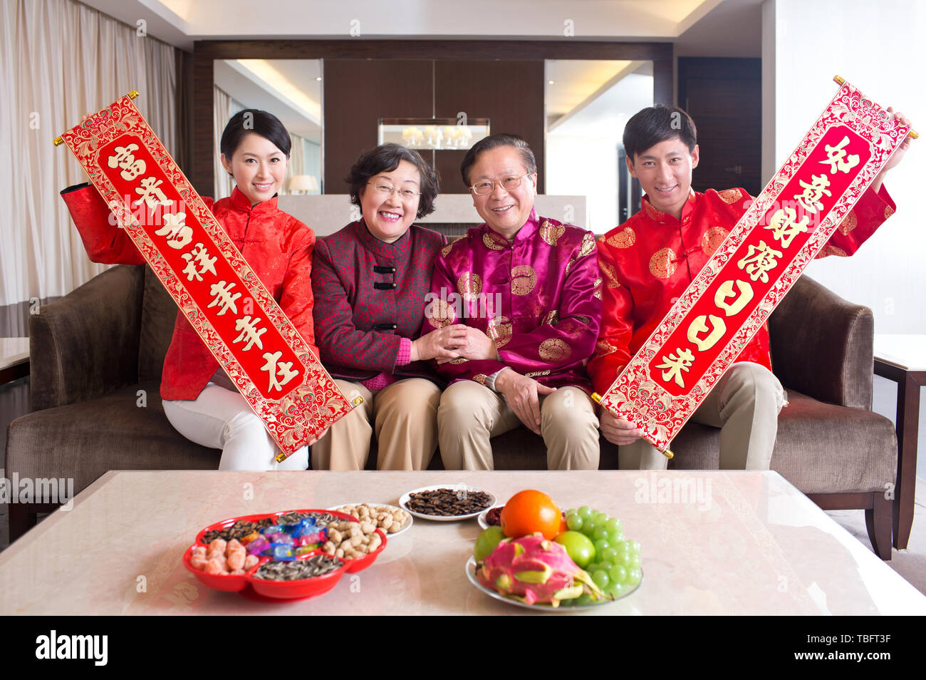 The family celebrate the Spring Festival Stock Photo - Alamy