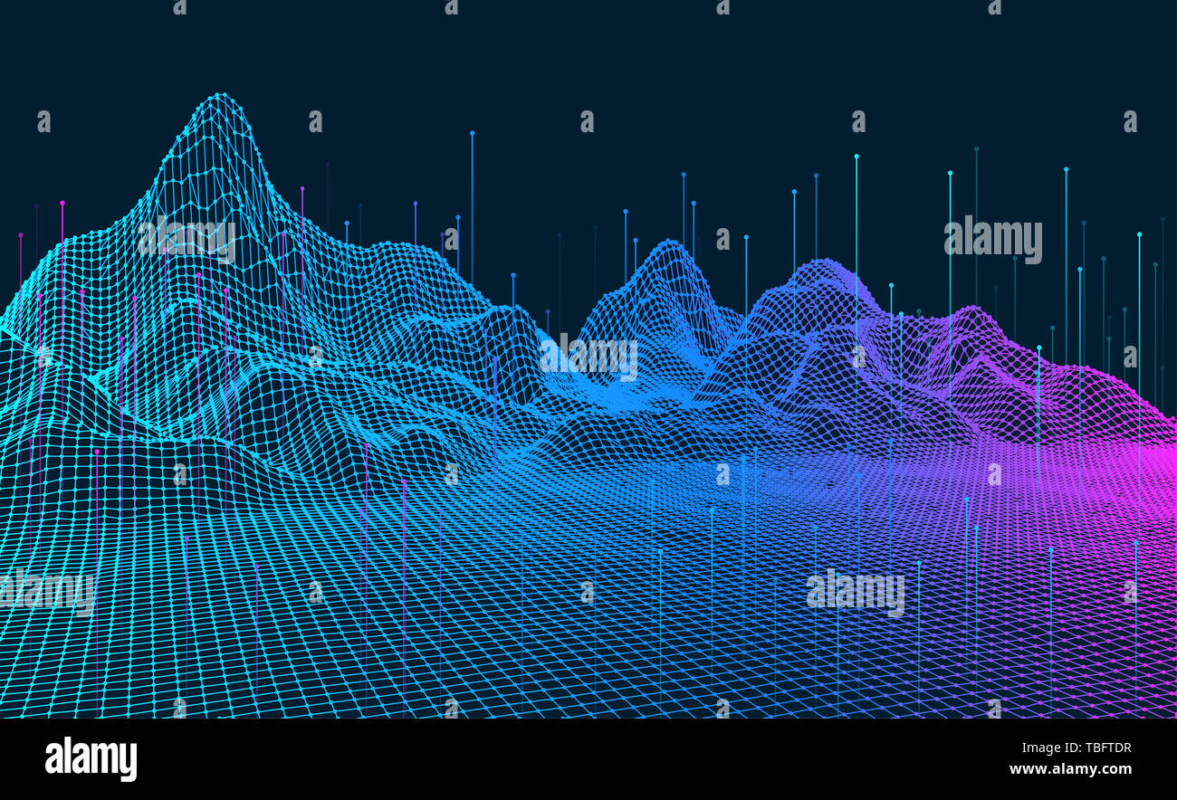 Abstract vector three-dimensional network background for big data concept, graphics with ...