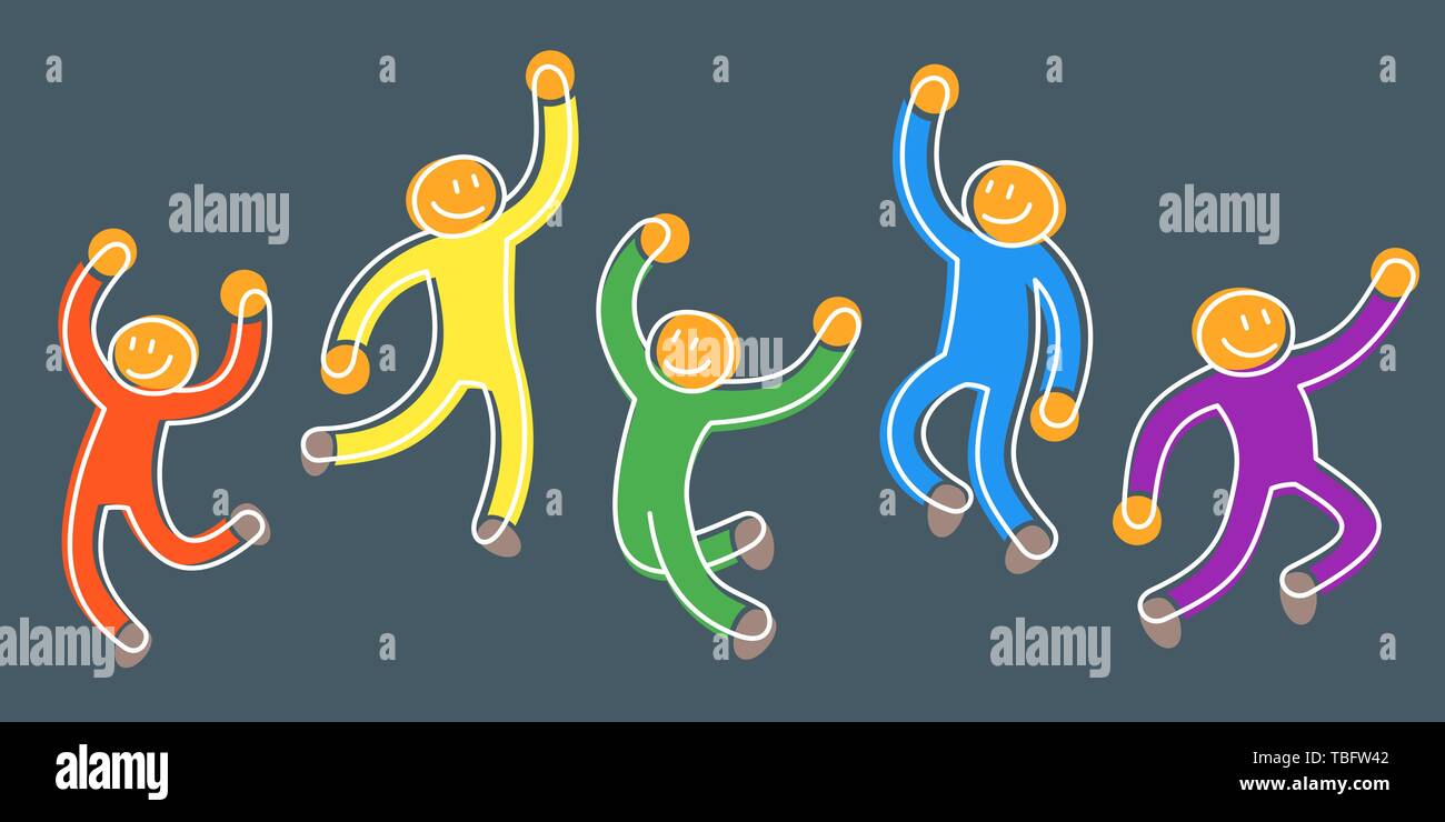 Dancing group of people on fun party as concept of happiness and joy of ...