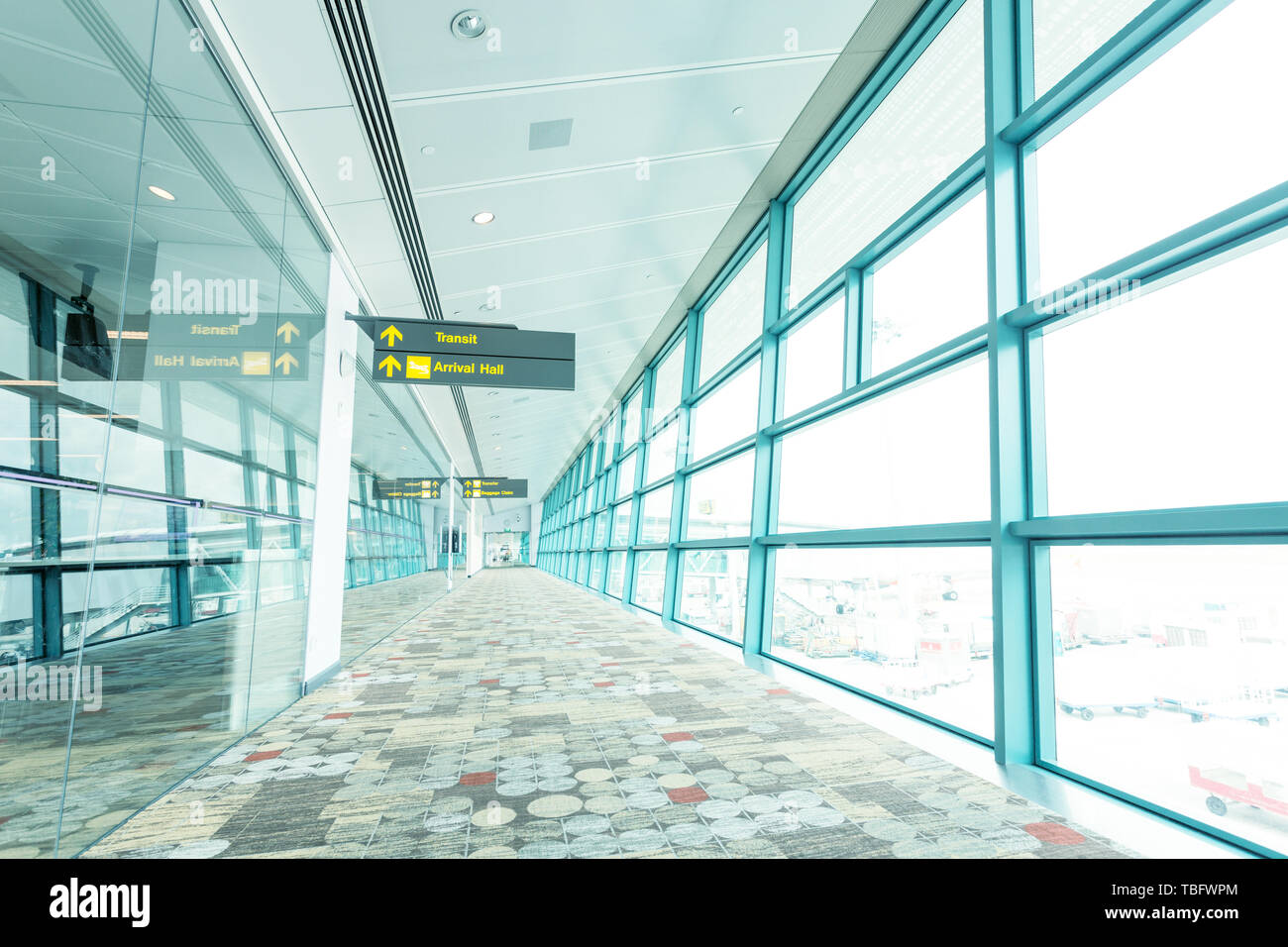 Airport with windows and glass buildings in interior hi-res stock ...