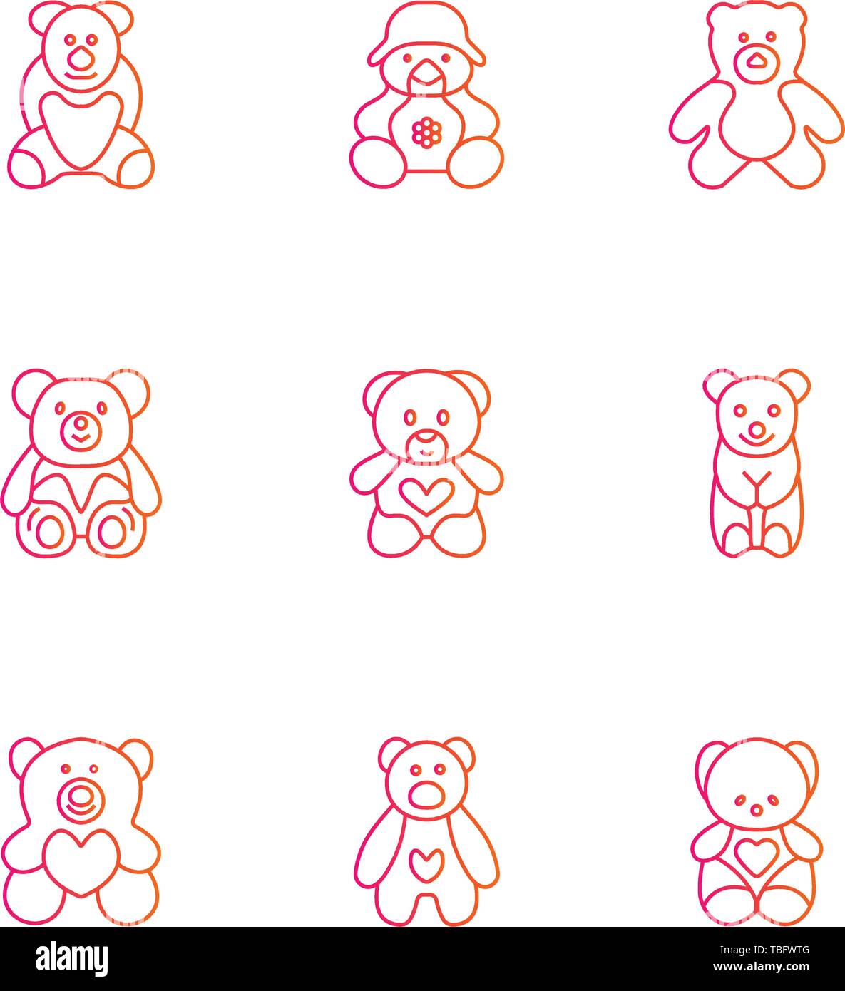Teddy bear plush toy flat vector icons set Stock Vector Image & Art - Alamy