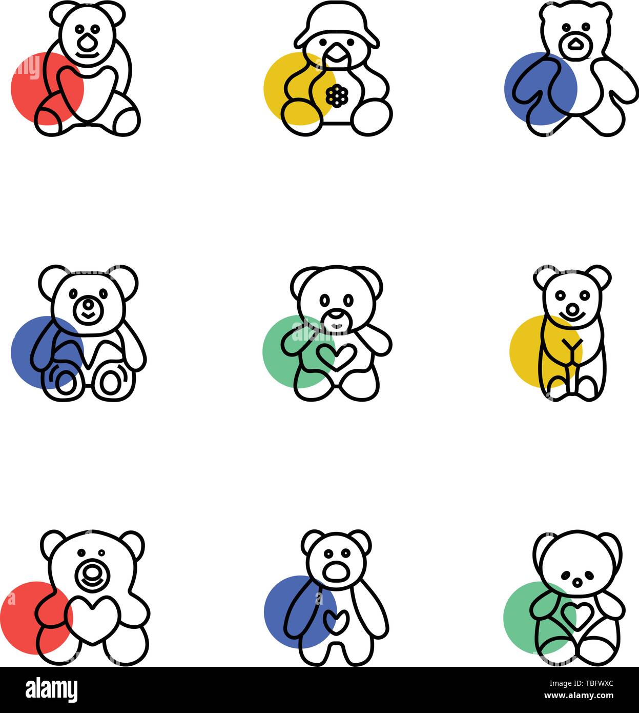 Teddy bear plush toy flat vector icons set Stock Vector Image & Art - Alamy