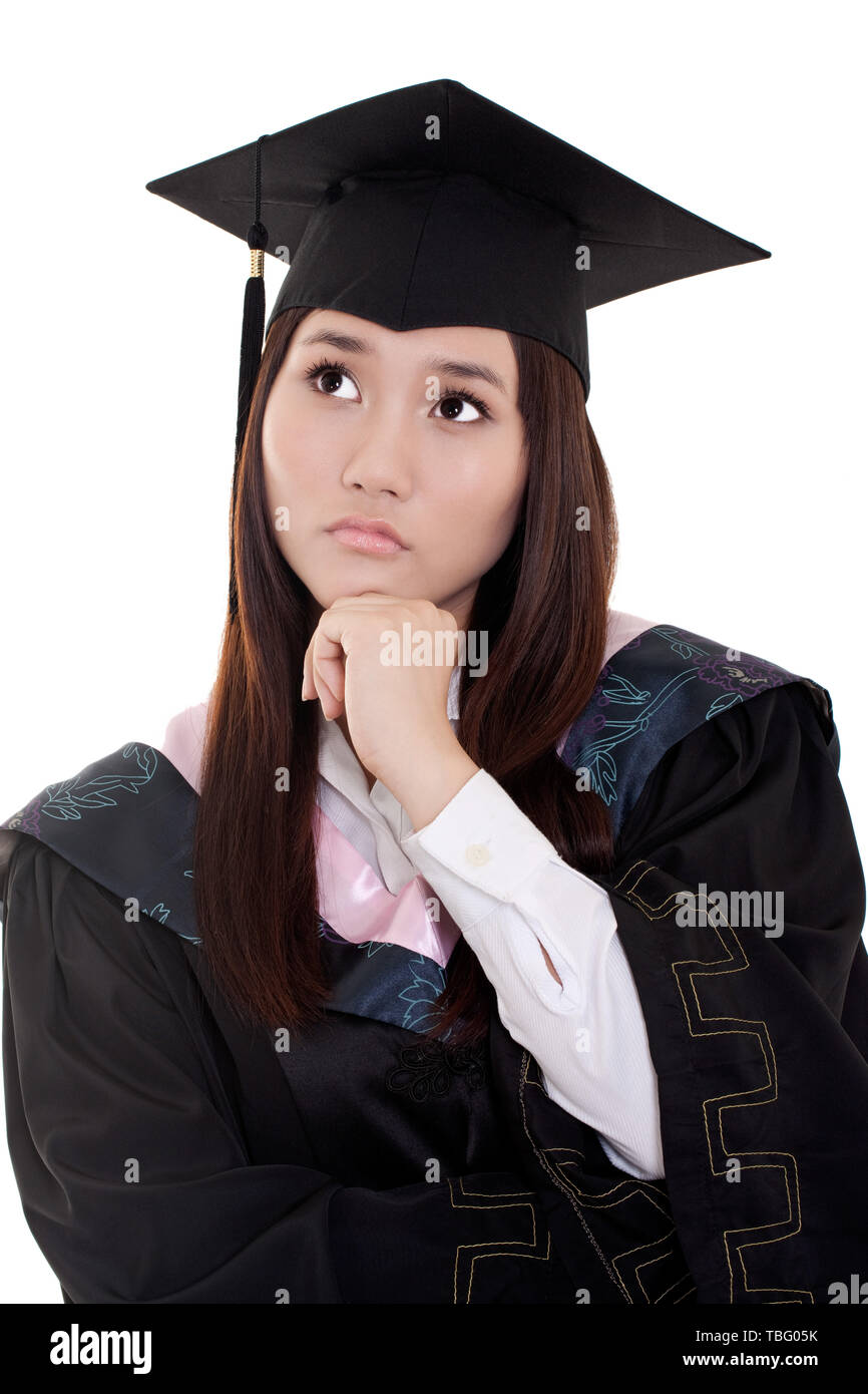 A female graduate in a bachelor's dress Stock Photo - Alamy