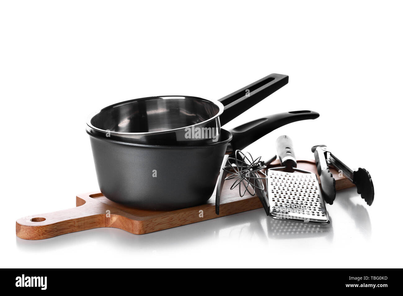 Set of kitchen utensils on white background Stock Photo - Alamy