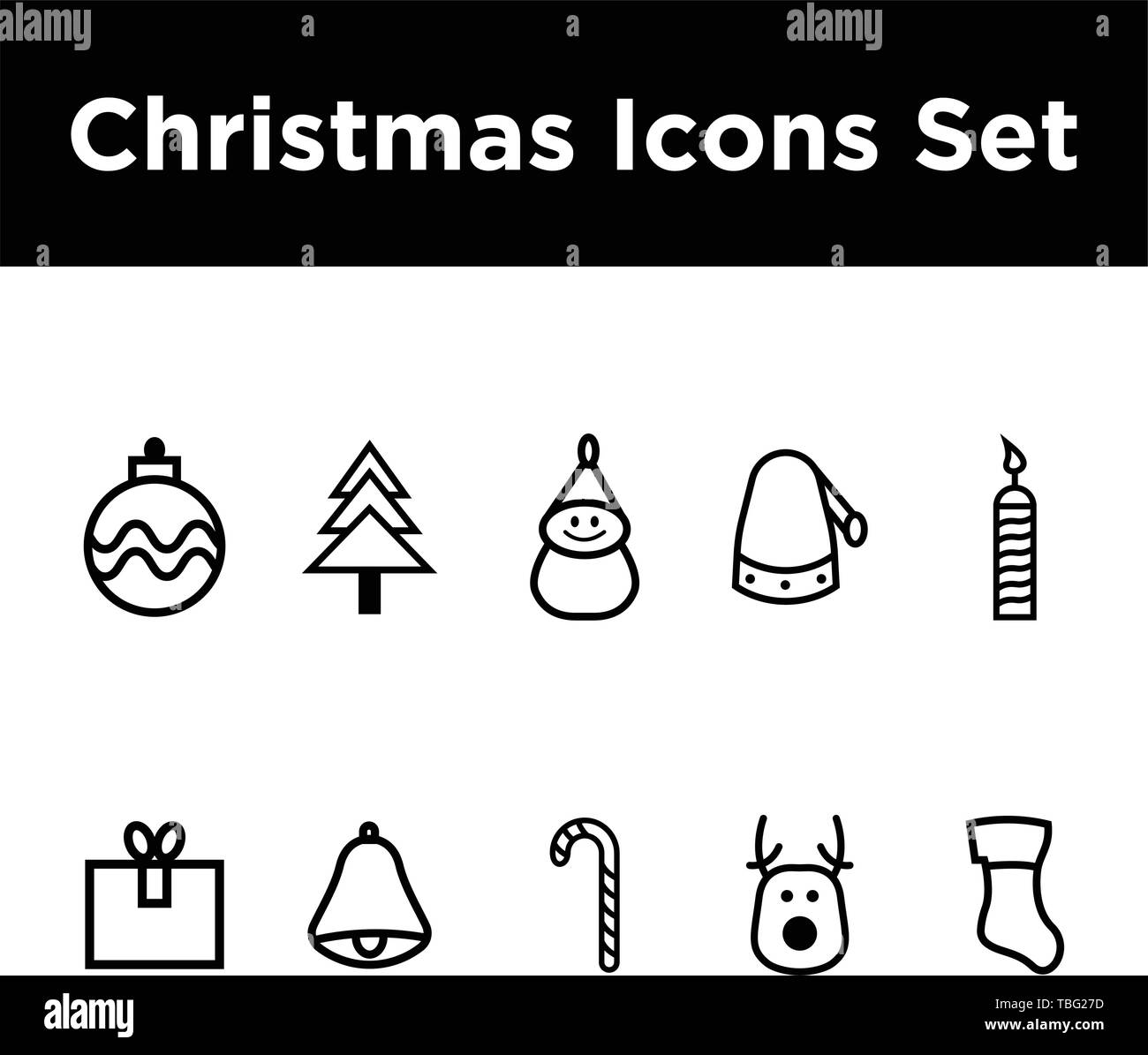 Colorful christmas icons Black and White Stock Photos & Images - Alamy
