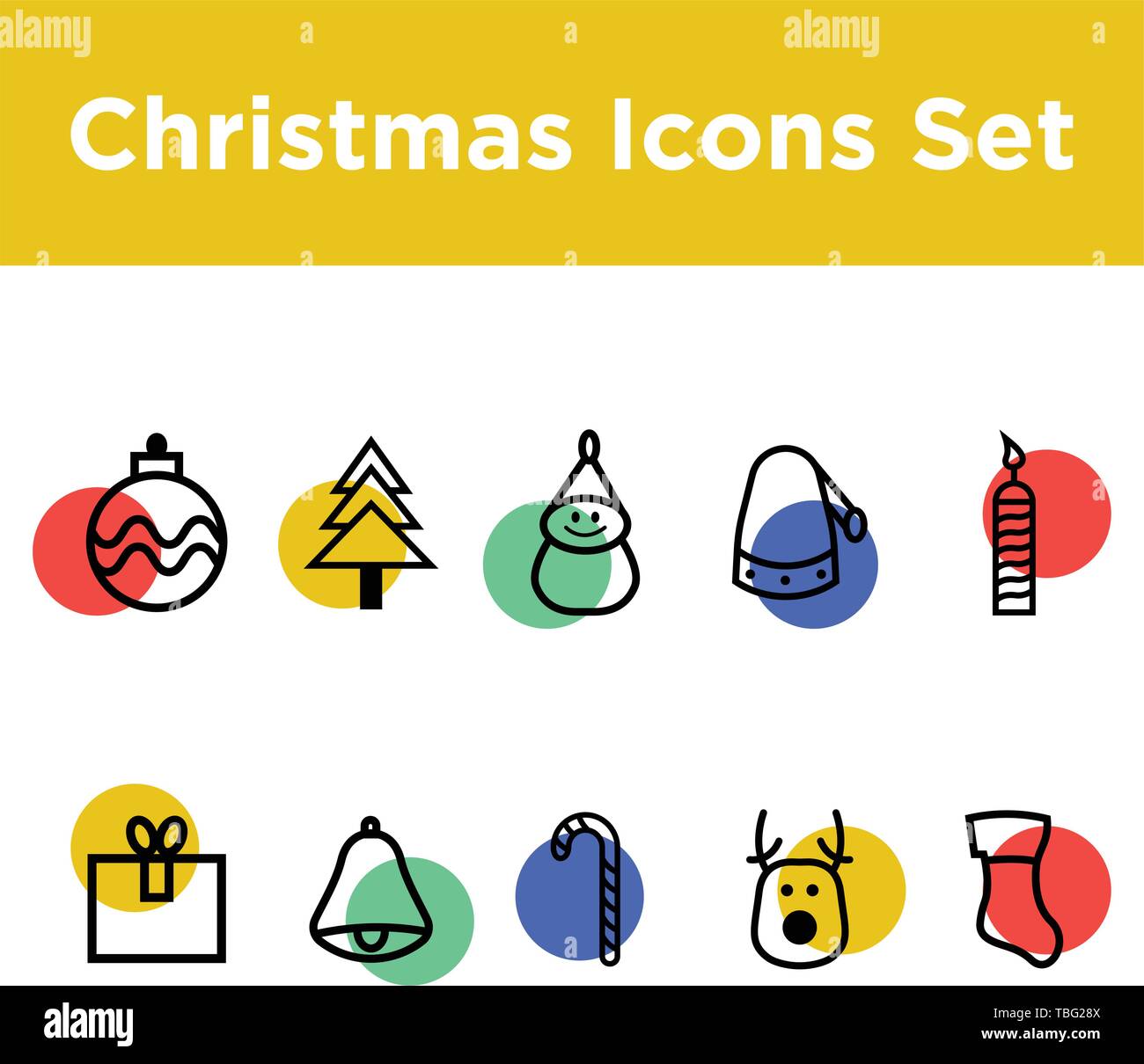 Christmas flat icons - Christmas sign set vector Stock Vector Image ...