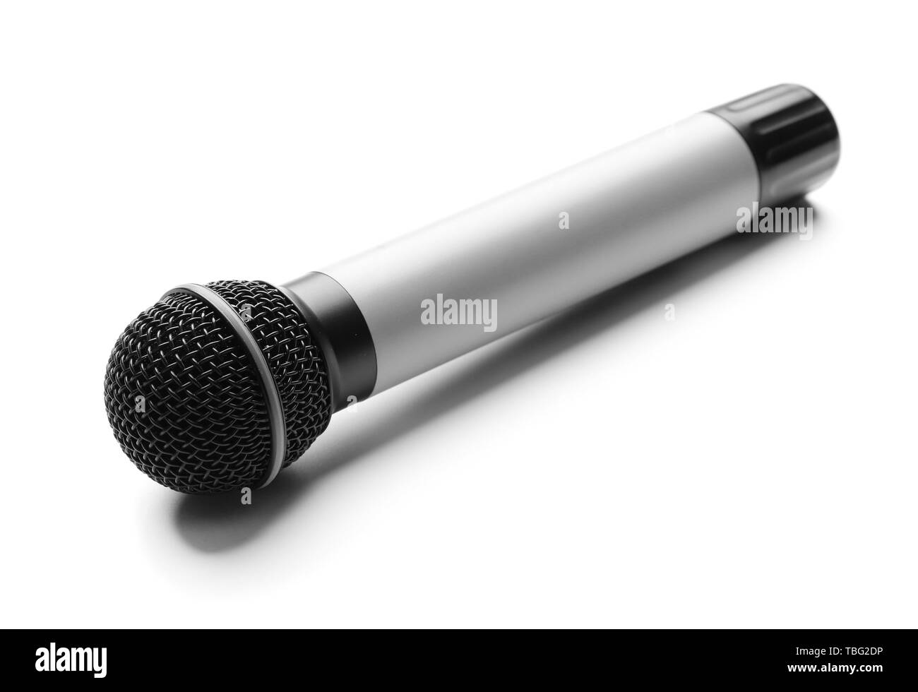 Microphone on white background Stock Photo - Alamy