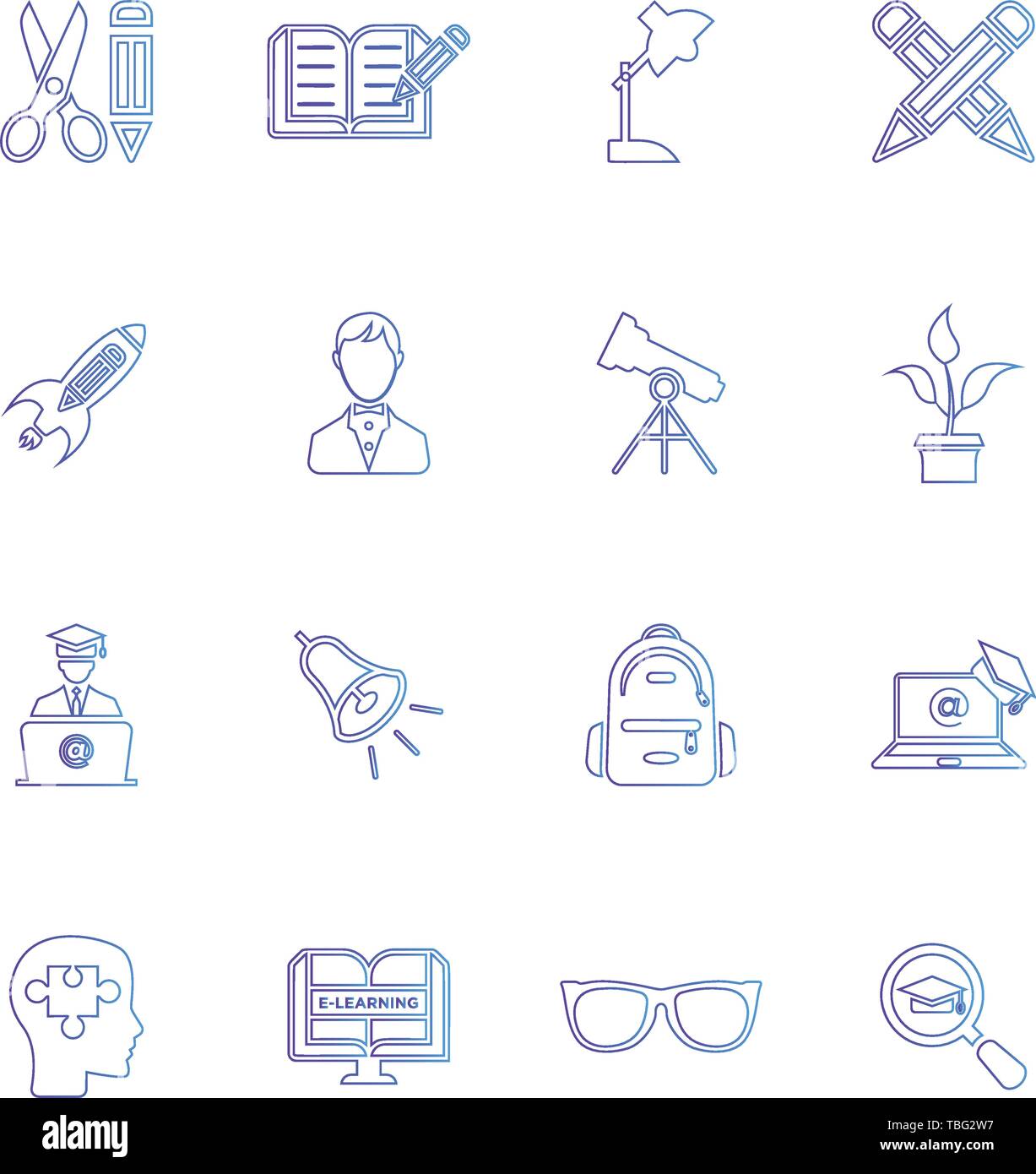 Education icons set vector - on a white background Stock Vector Image ...