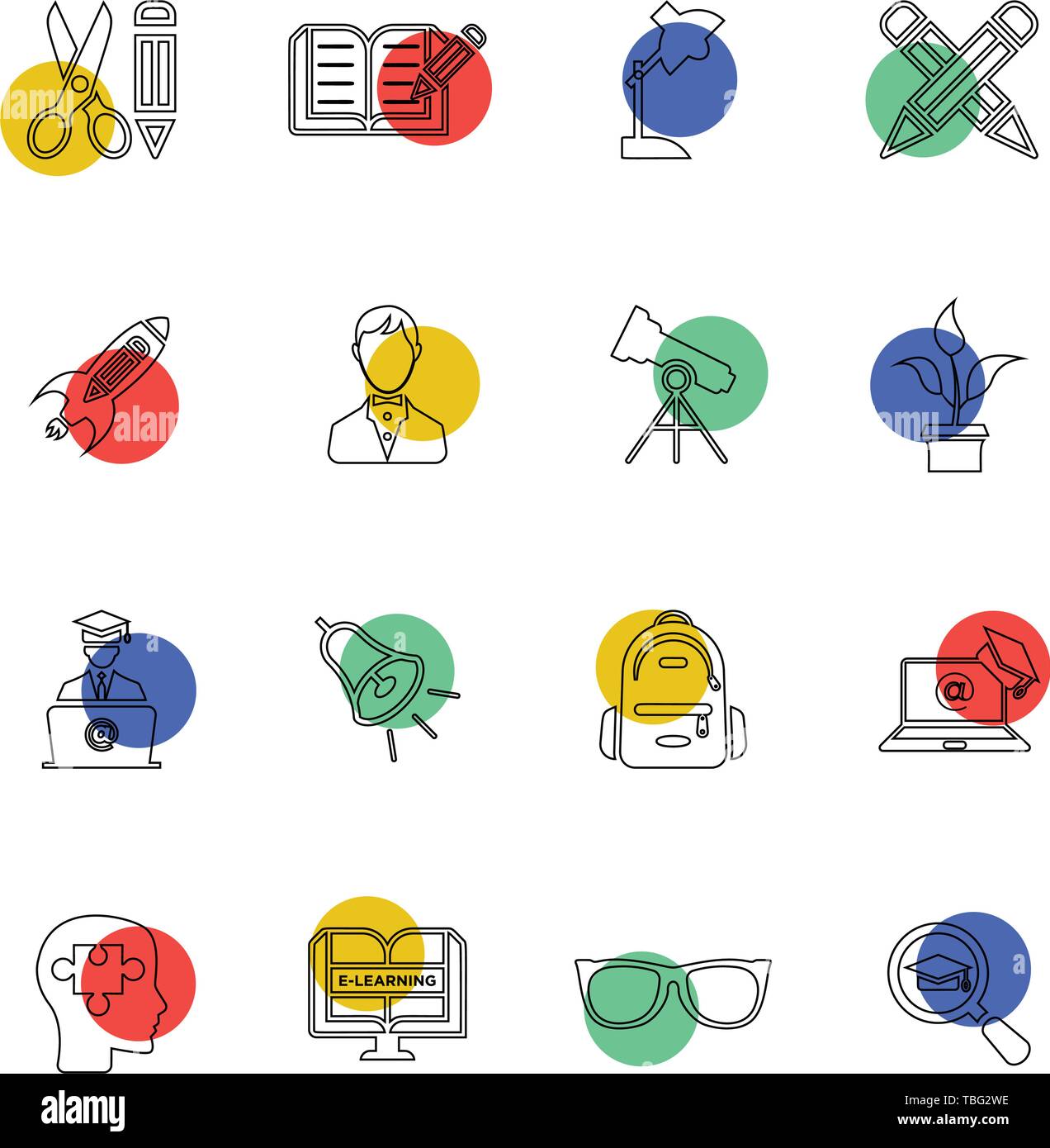 Education icons set vector - on a white background Stock Vector Image ...