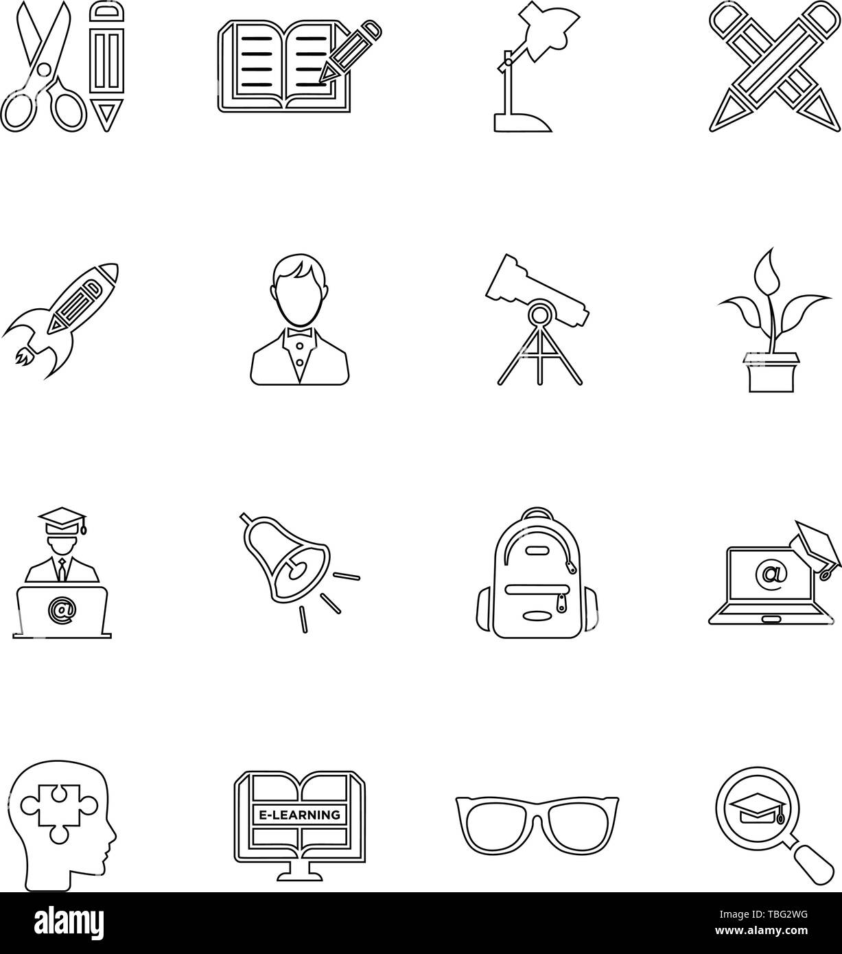 Education icons set vector - on a white background Stock Vector Image ...