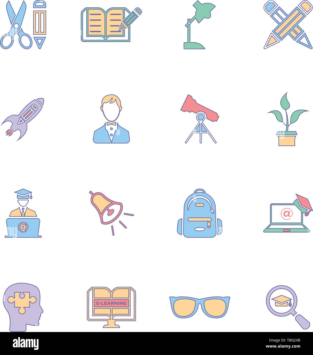 Education icons set vector - on a white background Stock Vector Image ...