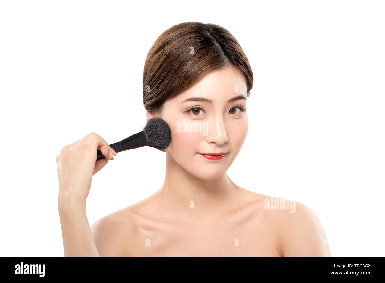 Beauty in makeup in shed shot against white background Stock Photo - Alamy