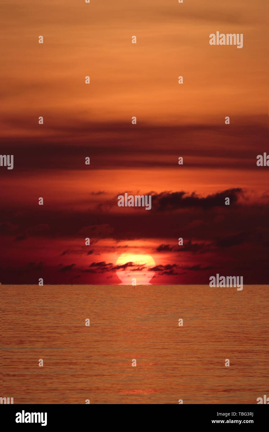 New morning, big sunrise and the red sky Stock Photo - Alamy