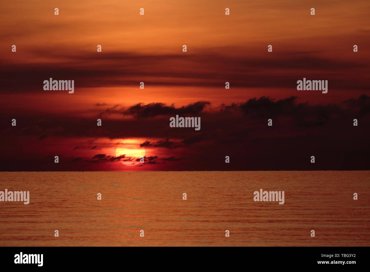 New morning, big sunrise and the red sky Stock Photo - Alamy