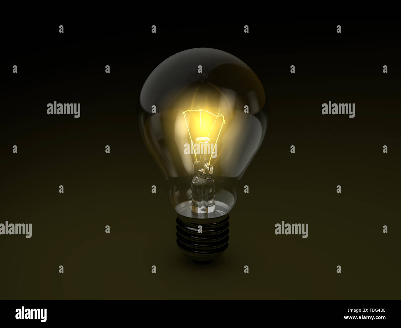 Light bulb on a black background. 3d illustration Stock Photo - Alamy