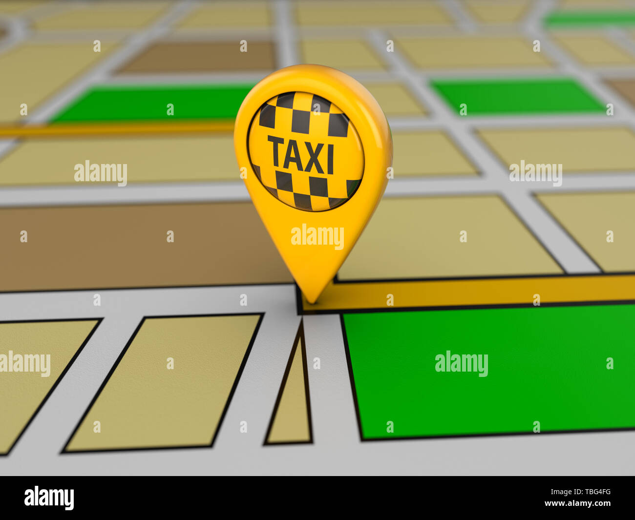 Taxi sign on city map hi-res stock photography and images - Alamy