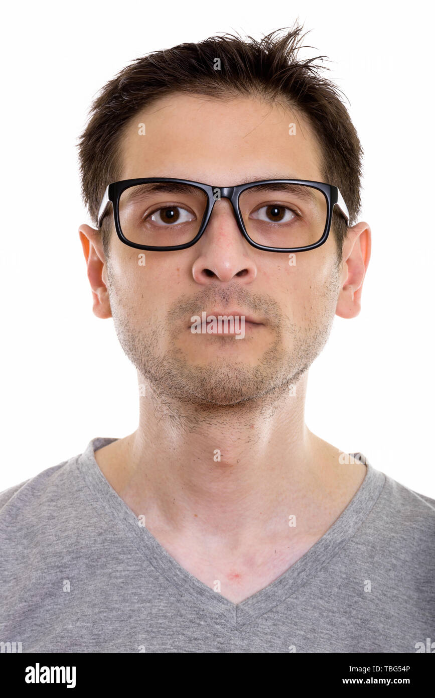 Studio portrait of man isolated against white background Stock Photo ...