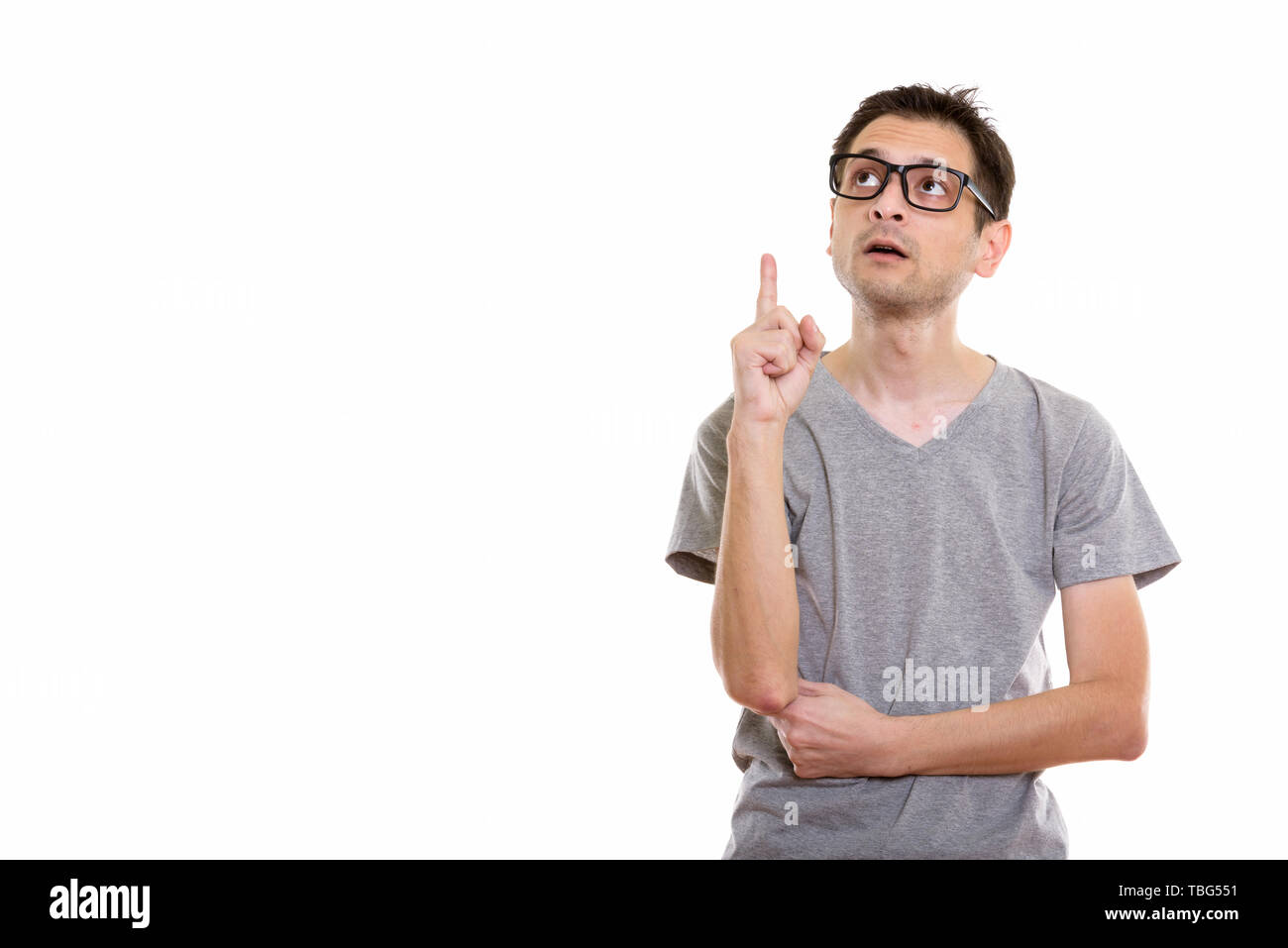 Studio portrait of man isolated against white background Stock Photo ...