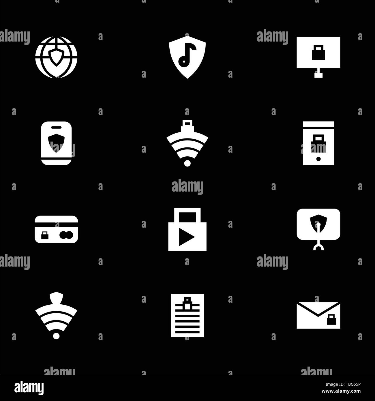 Security Sign Icons set - Business data protection technology and ...