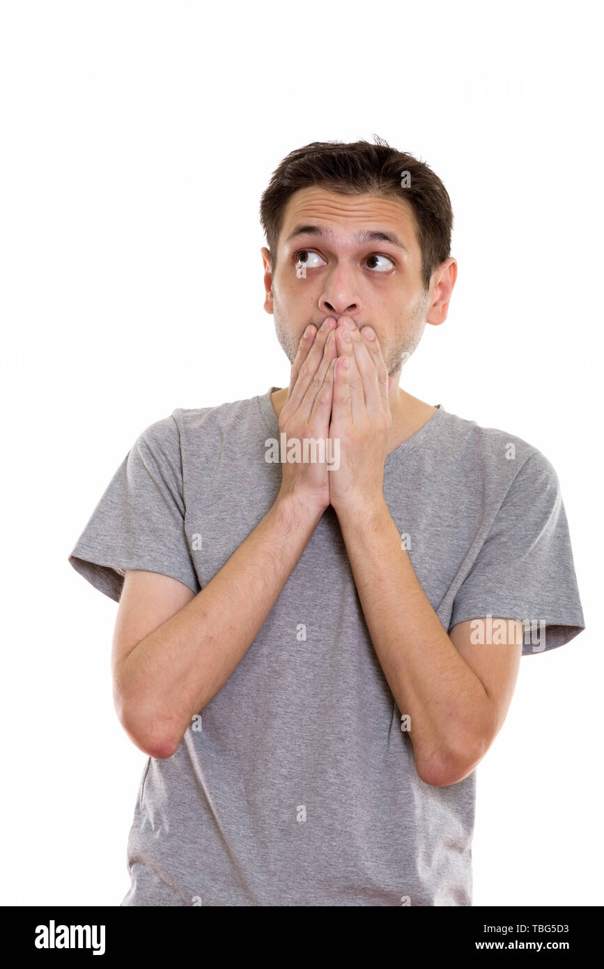 Studio portrait of man isolated against white background Stock Photo ...