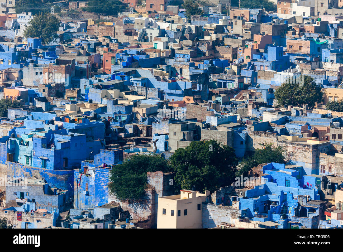 Blue city with blue houses Stock Photo - Alamy