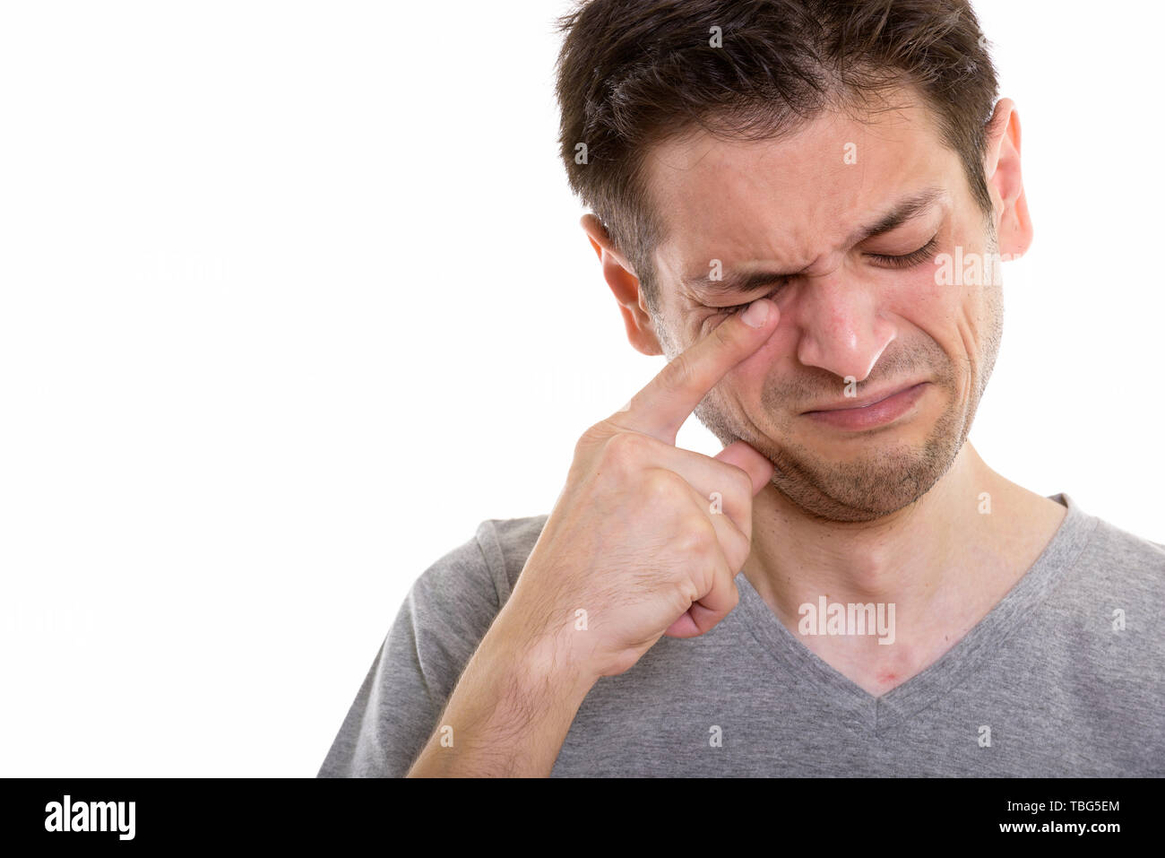 Studio portrait of man isolated against white background Stock Photo ...
