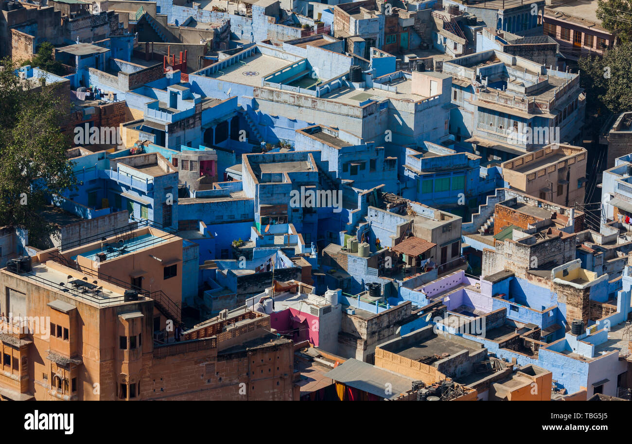 Blue city with blue houses Stock Photo - Alamy