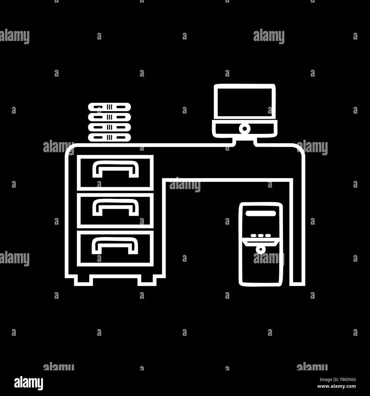 Interior modern workplace laptop Black and White Stock Photos & Images ...