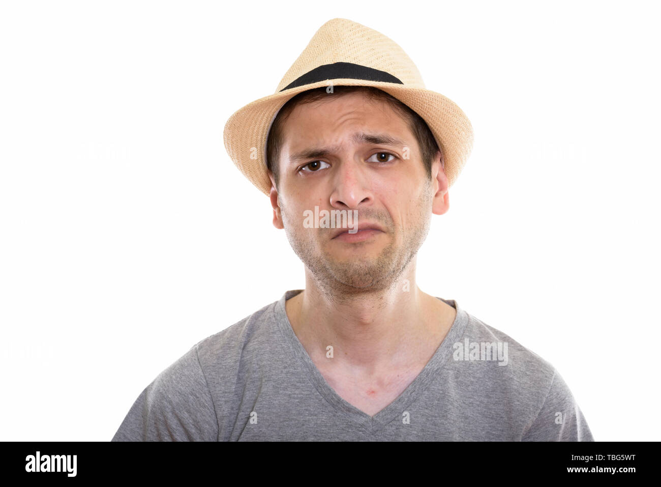 Studio portrait of man isolated against white background Stock Photo ...