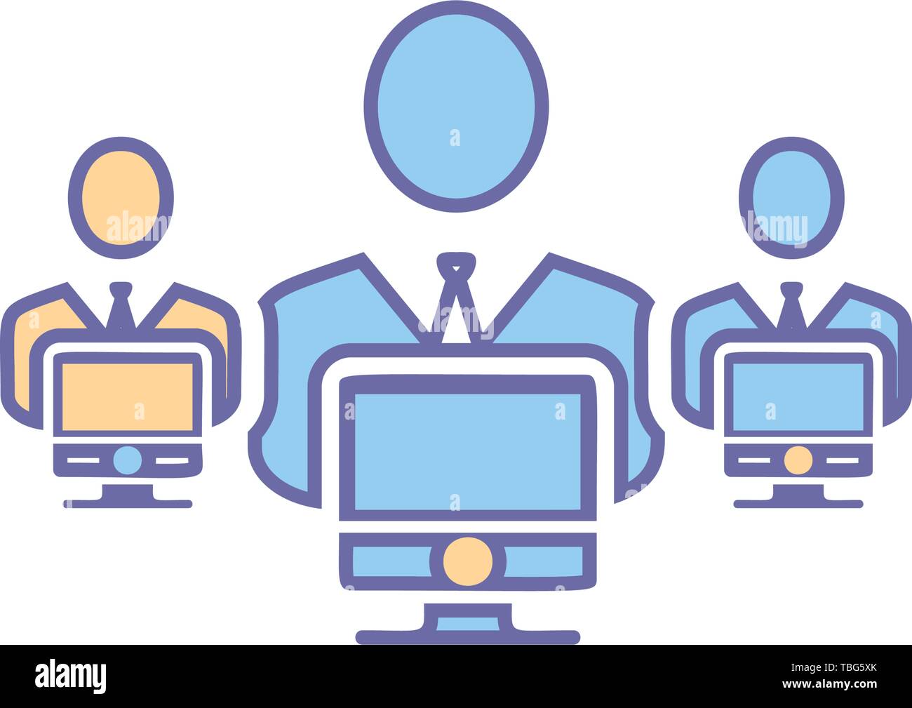 Offices time working on the computer - vector Stock Vector Image & Art ...