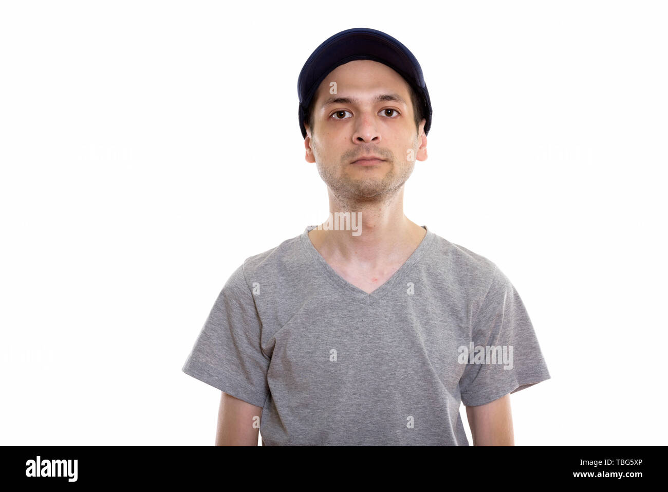 Studio portrait of man isolated against white background Stock Photo ...