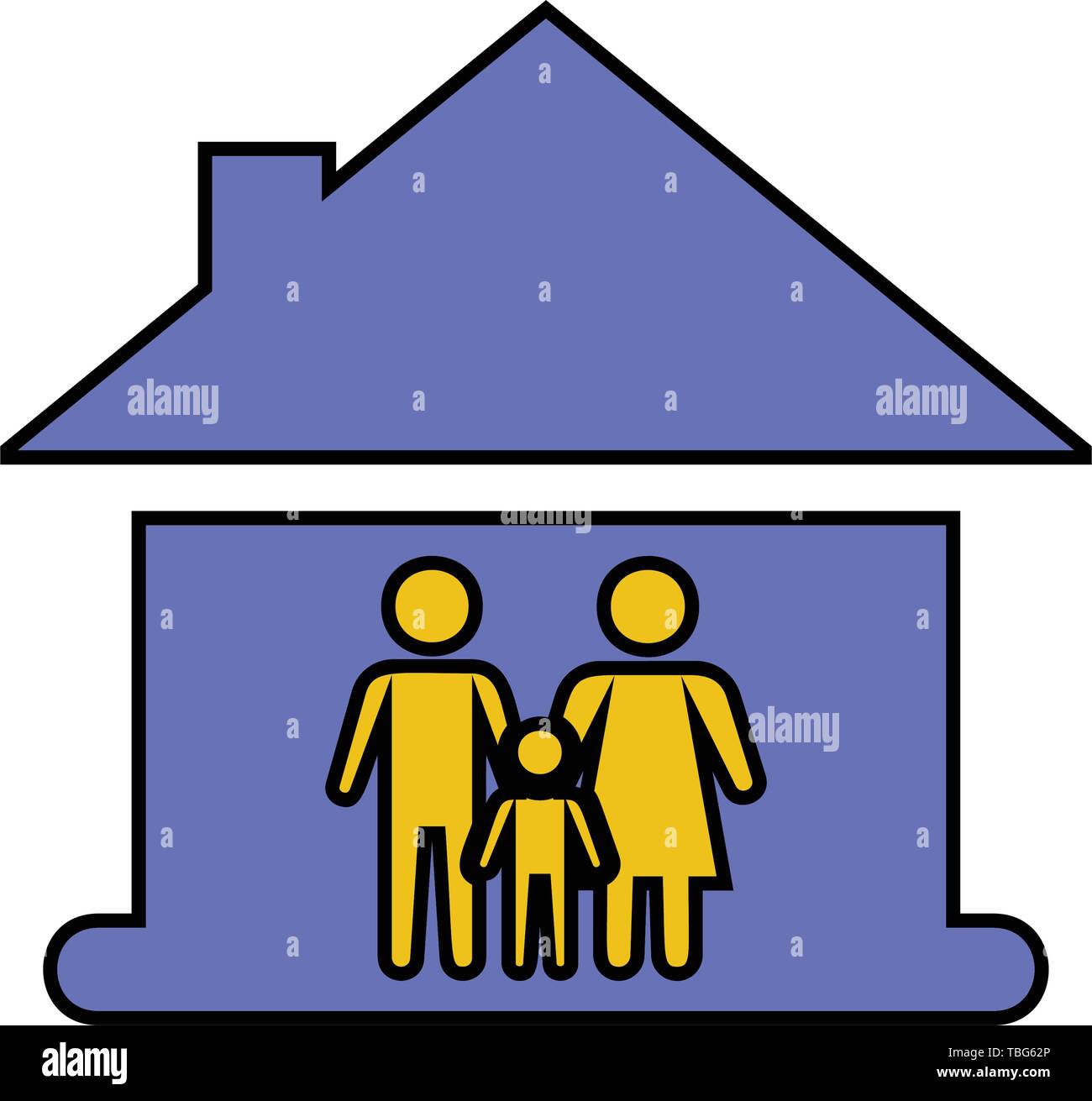Illustration of the family icon inside the house Stock Vector Image ...