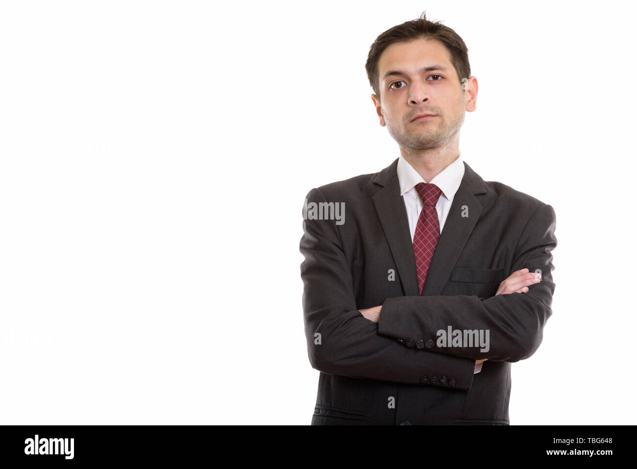 Studio portrait of man isolated against white background Stock Photo ...