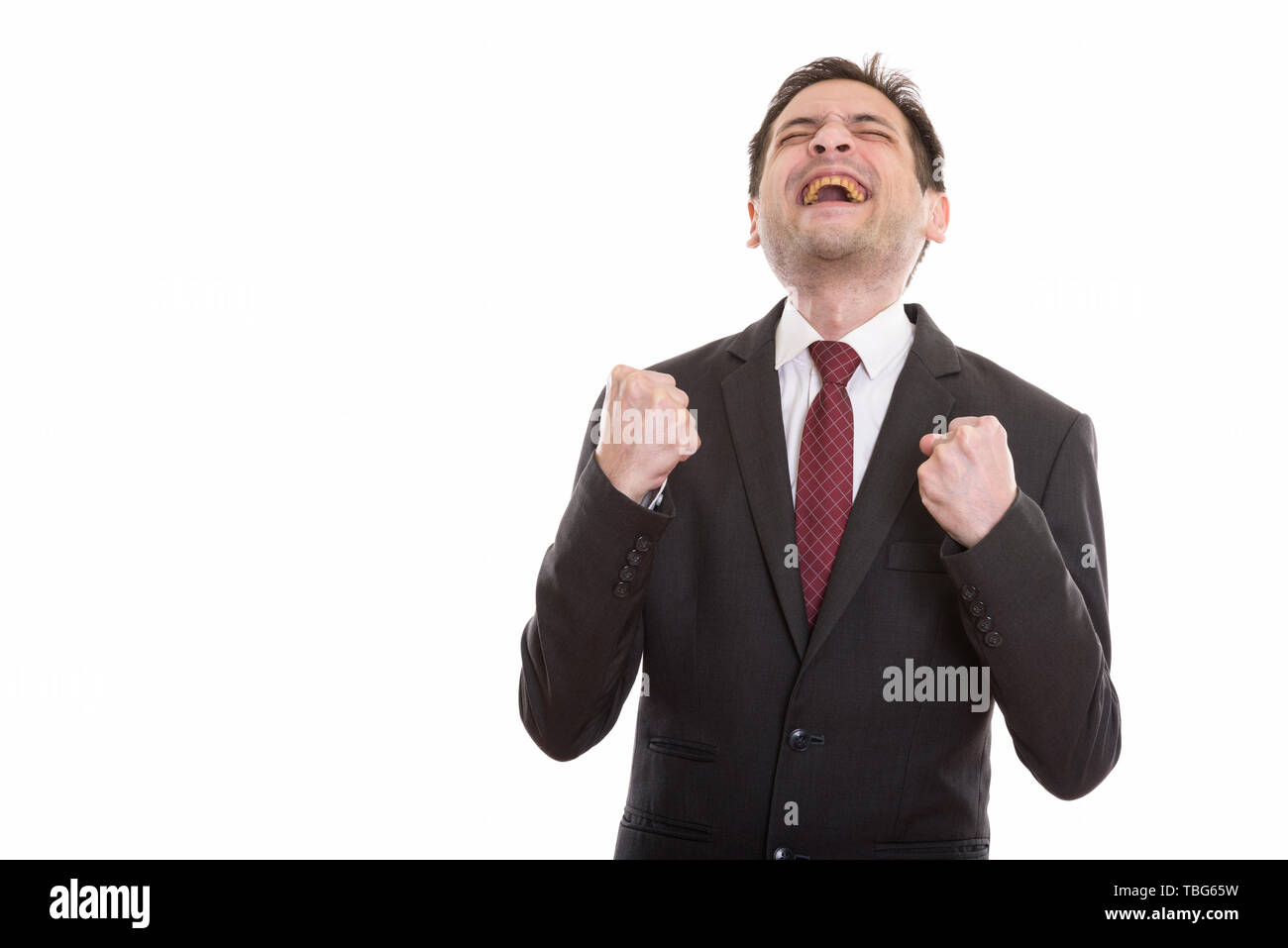 Studio portrait of man isolated against white background Stock Photo ...