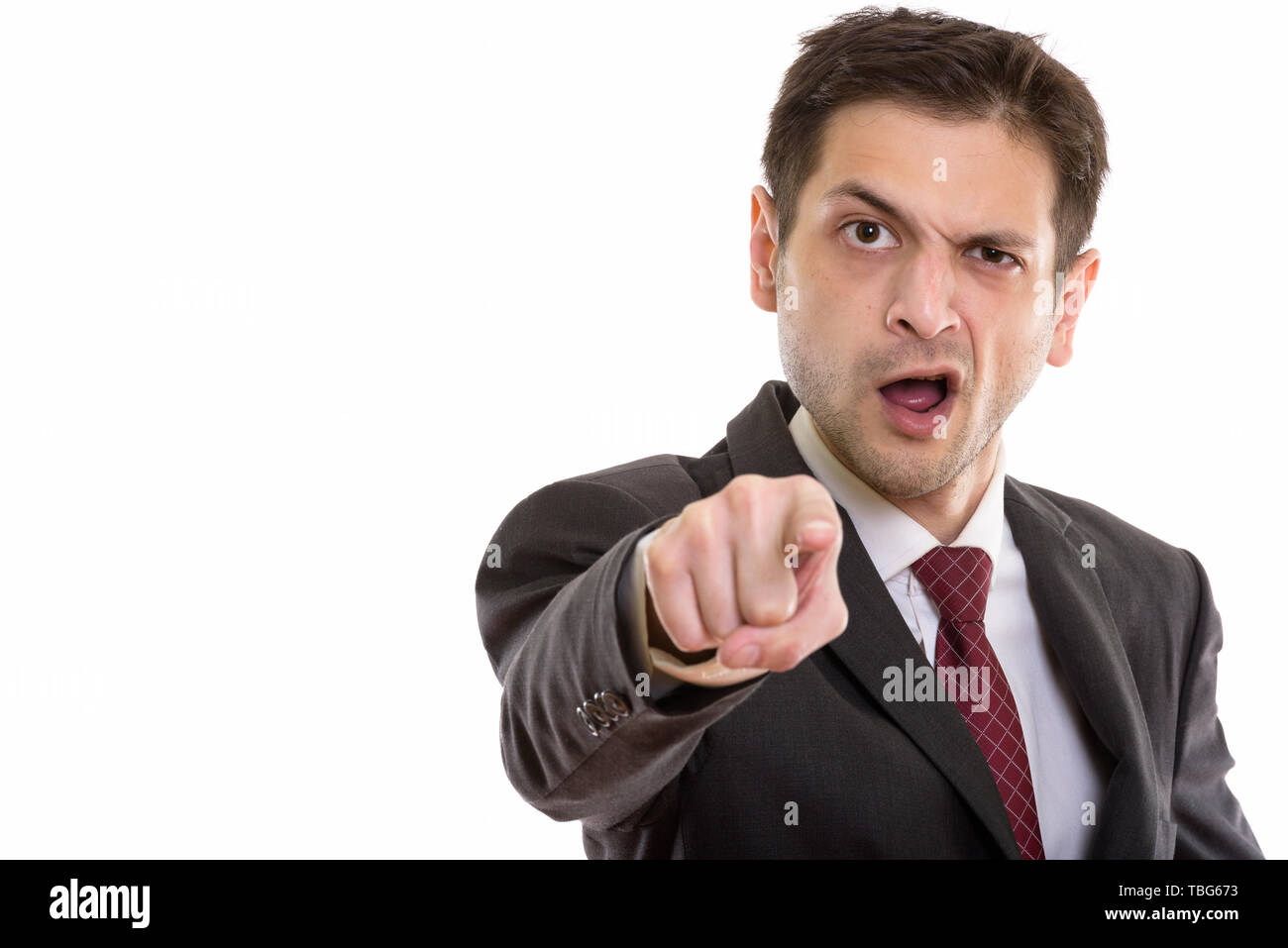 Studio portrait of man isolated against white background Stock Photo ...
