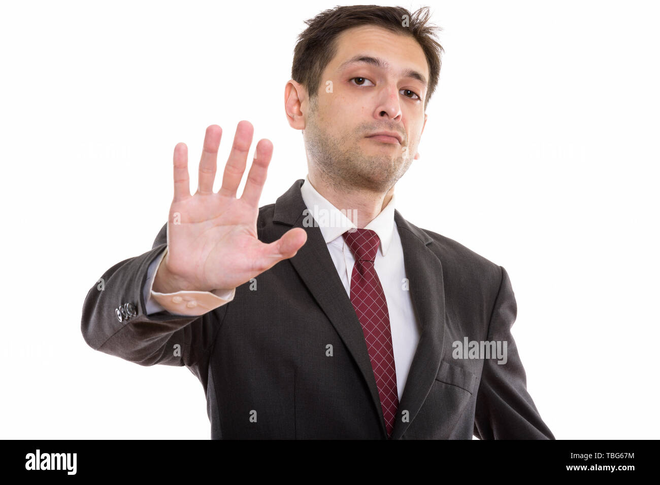 Studio portrait of man isolated against white background Stock Photo ...