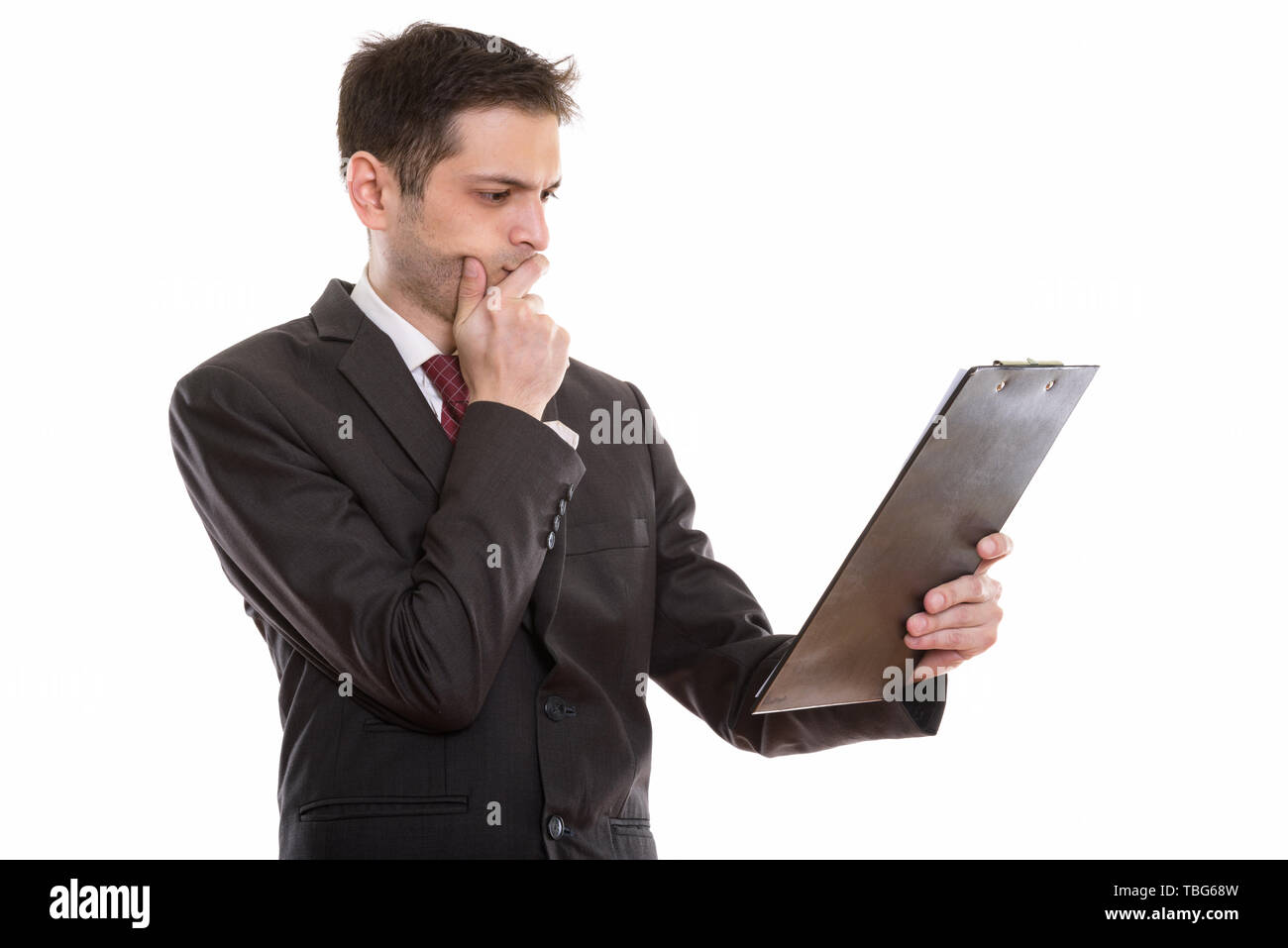 Studio portrait of man isolated against white background Stock Photo ...