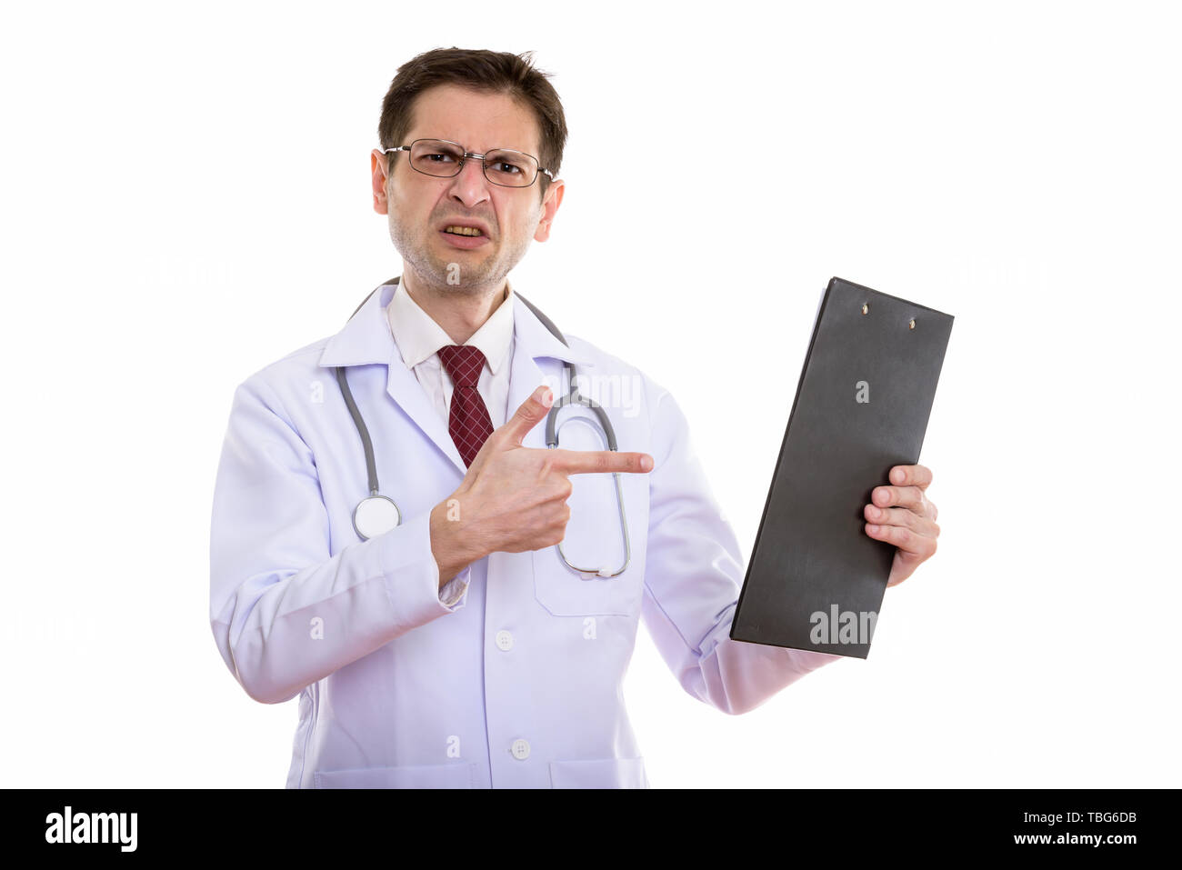 Angry pointing doctor young man hi-res stock photography and images - Alamy