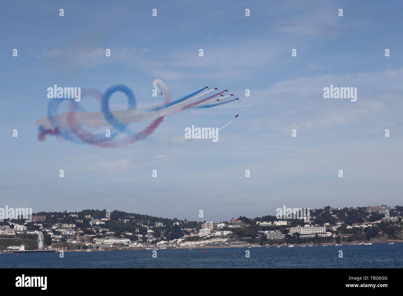 Torbay UK. 1 June 2019. Crowds gather to watch the first public display ...