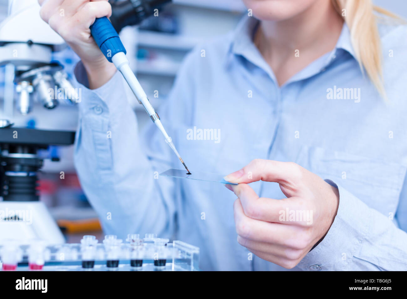 Microscope slide in the laboratory Stock Photo - Alamy