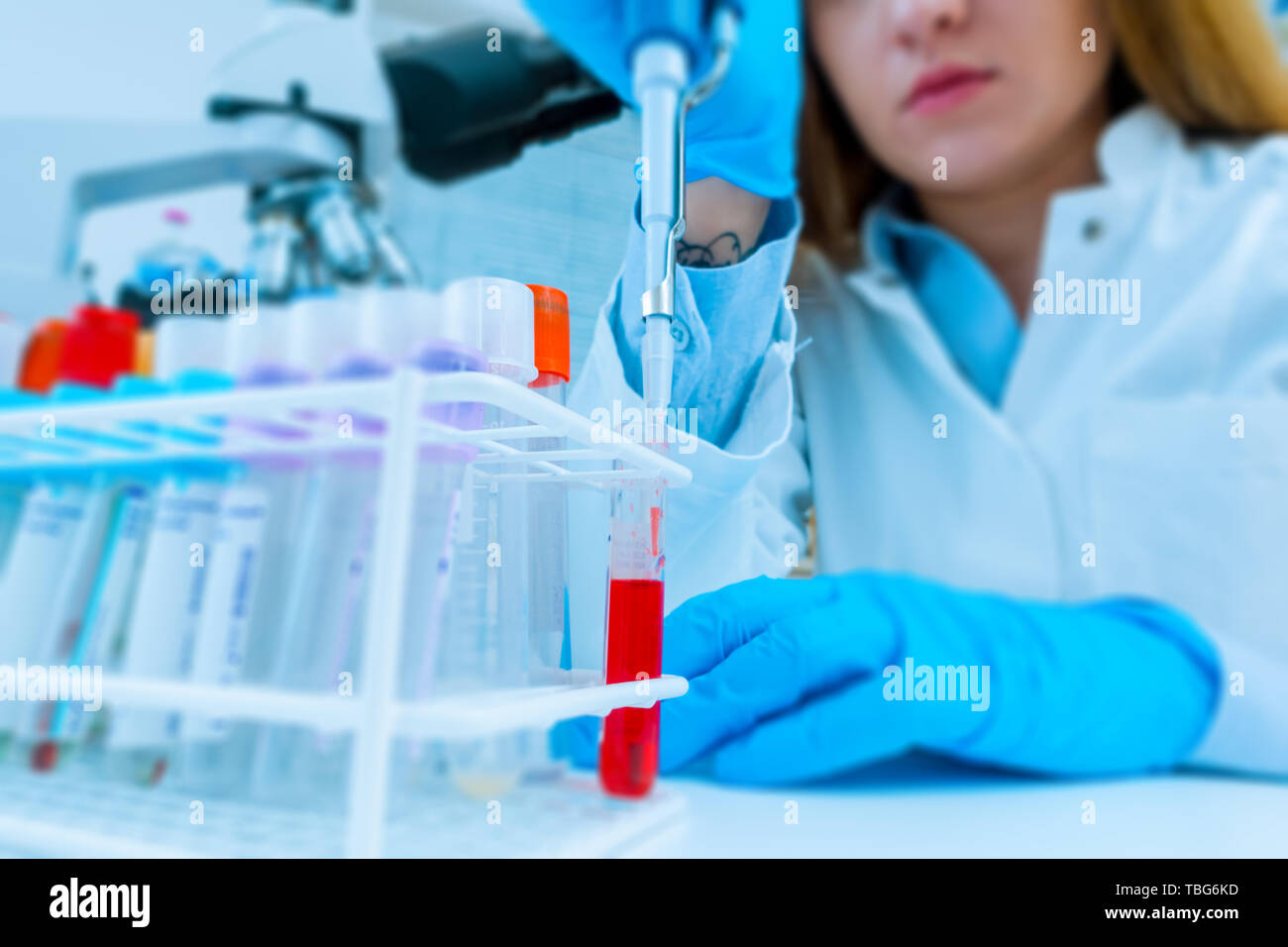 Girl lab technician at the clinic's microbiology laboratory Stock Photo ...